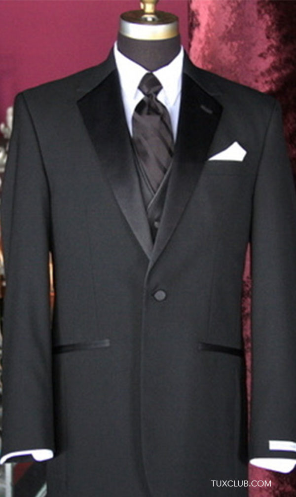 1 Button Notch with Black Textured Vest and Black Shadow Stripe Long ...