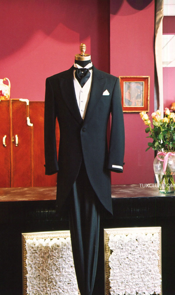 Black Cutaway with White Vest and Black Satin Ascot – Tux Shop – Tuxedo ...