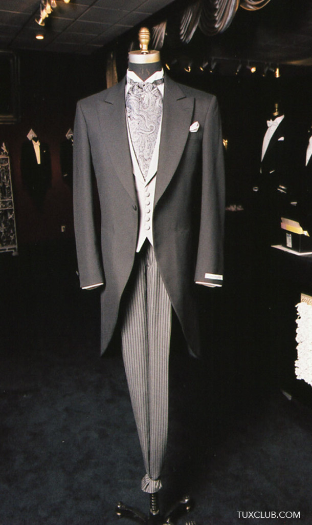 Charcoal Cutaway with Dove Gray Vest and Black and Silver Paisley Ascot ...