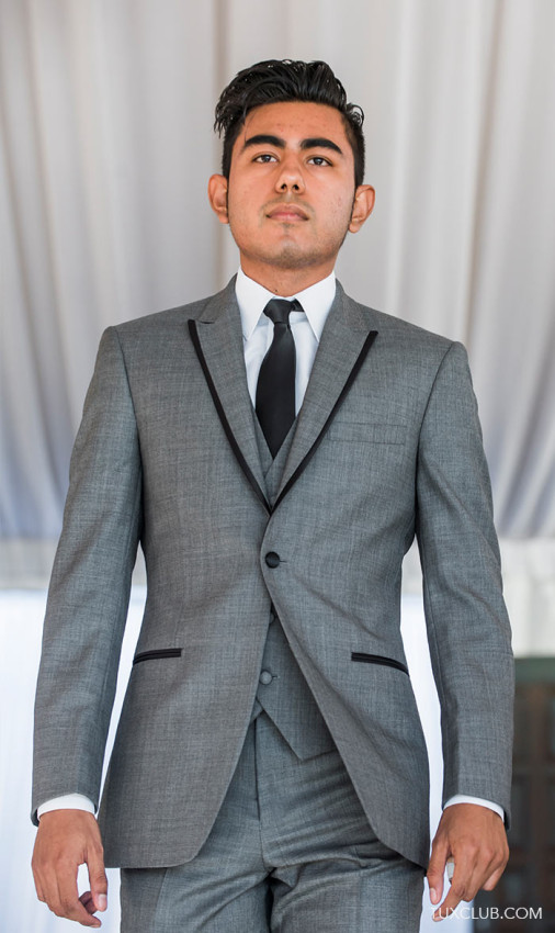 Ike Sharkskin and Matching Vest with Black Skinny Dress Tie – Tux Shop ...